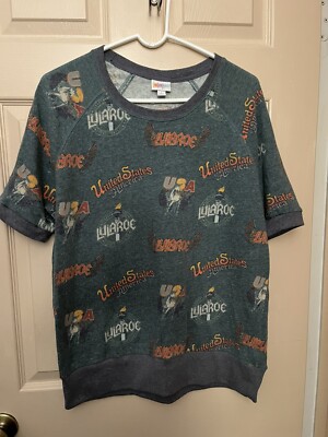 LulaRoe Jane Sz Large Green Graphic Logo Horse Cowboy Patriotic USA ...