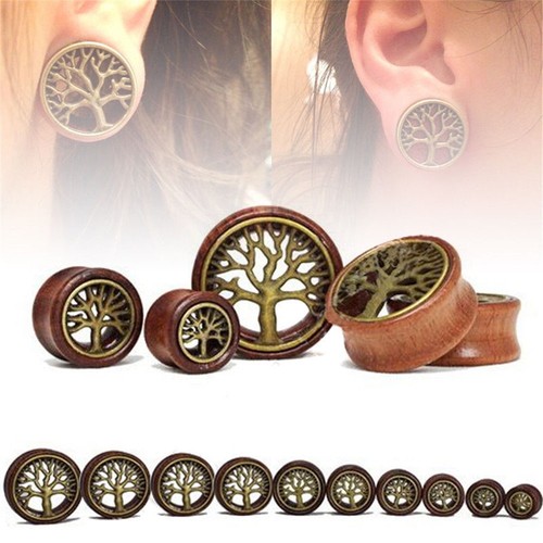 Tree Of Life Body Piercing Double Wood & Alloy Ear Tunnels Plugs ...