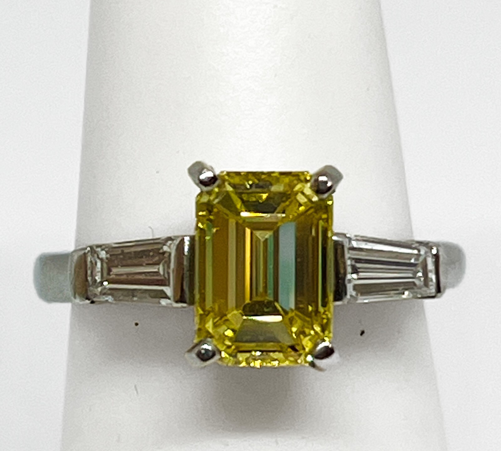 Cartier Plat Yellow Emerald Cut Diamond with Tapered Baguette Diamonds ...