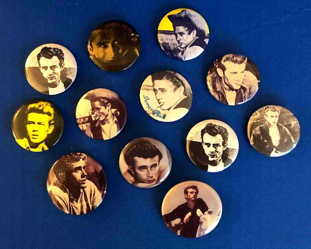 JAMES DEAN—LOT OF 12 VINTAGE 1970-80s PINBACK BUTTONS—HOLLYWOOD MOVIE ...