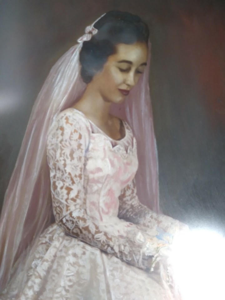 Antique Oil Portrait Of A Lady Bride Oil Painting Tempera Framed Gold ...