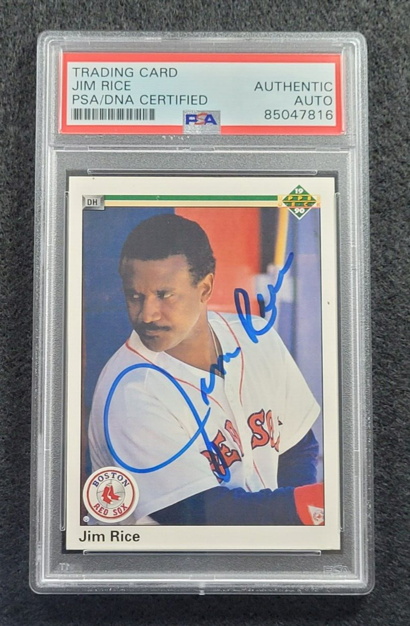 1990 JIM RICE Signed Upper Deck Baseball Card-HALL OF FAME-BOSTON RED ...