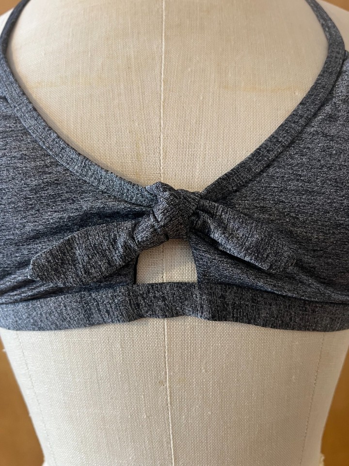 Heat Women's Grey Keyhole Swimwear Tie Back & Neck Bralette Bikini Top ...