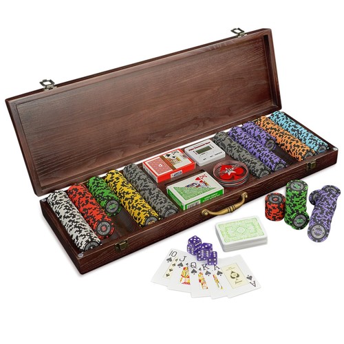 500 Chips Poker Set with Case Professional Chips Plus 5 Poker Dice ...