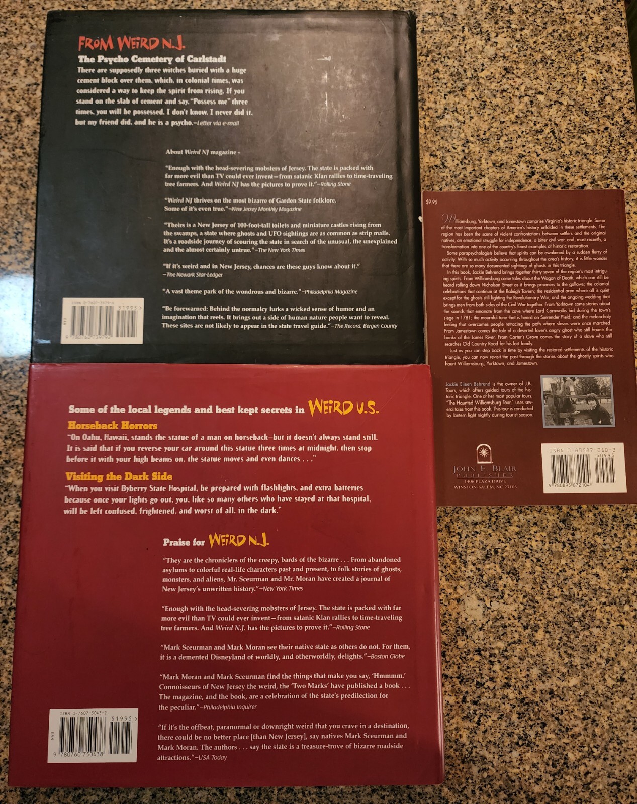 Weird US NJ book LOT Sceurman Moran HAUNTINGS VA Behrend WILLIAMSBURG ...