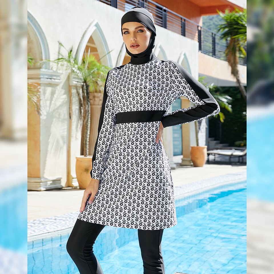 3pcs Full Cover Women Muslim Swimsuit Set Burkini Modest Swimwear ...