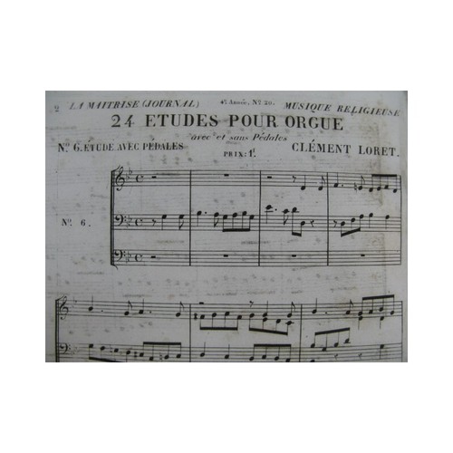 LORET Clément Etude No 6 avec pédales Orgue ca1850 | eBay