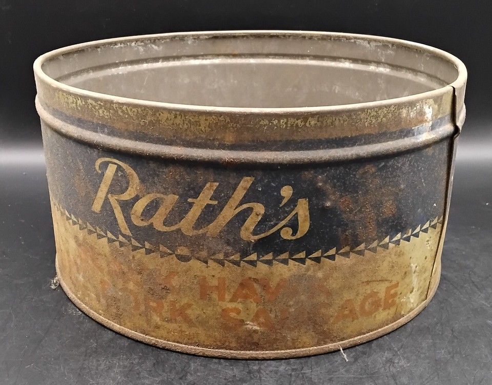 (BoxH Vintage Rath Black Hawk Pure Pork Sausage Tin Can Empty | eBay