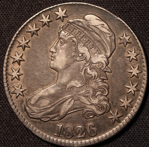 1826, Capped Bust Half Dollar, Choice XF/AU, Original Surfaces, Sharp ...