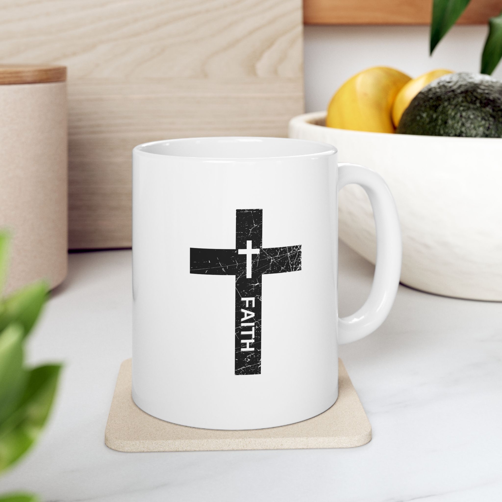Religious Faith Cross Ceramic Mug, Christian Coffee Cup, Religious Gift ...
