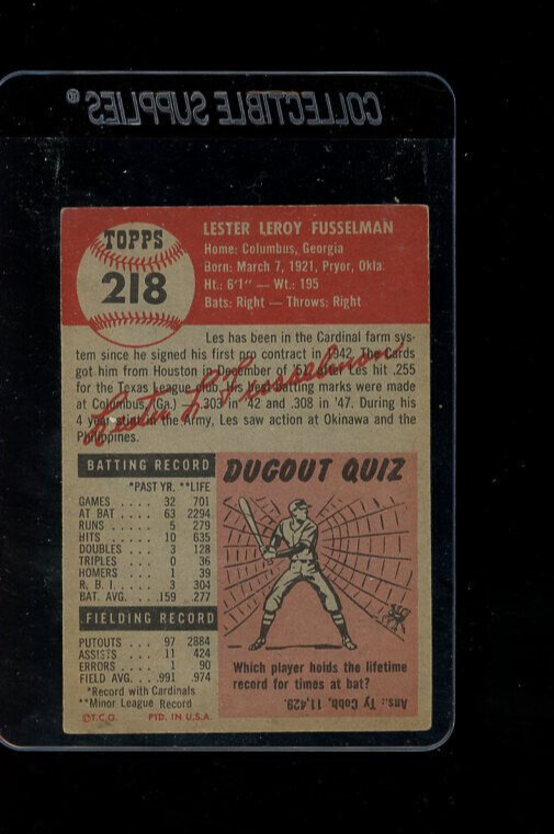 1953 TOPPS #218 LES FUSSELMAN FAIR | eBay