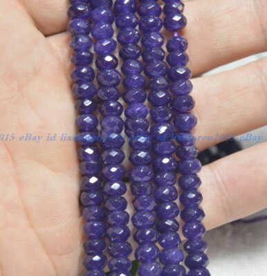 Natural 4x6mm AAA Faceted Purple Amethyst Gems Abacus Rondelle Loose ...
