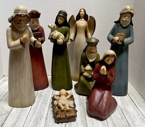 Tii Collection Resin FOLK ART Nativity Figurines #C9521 8 Piece Set | eBay