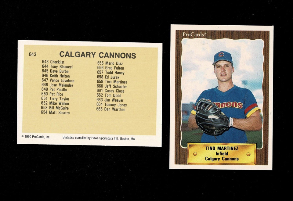 (1) 1990 Calgary Cannons PCL Baseball Team Set w/ TINO MARTINEZ 1st ...