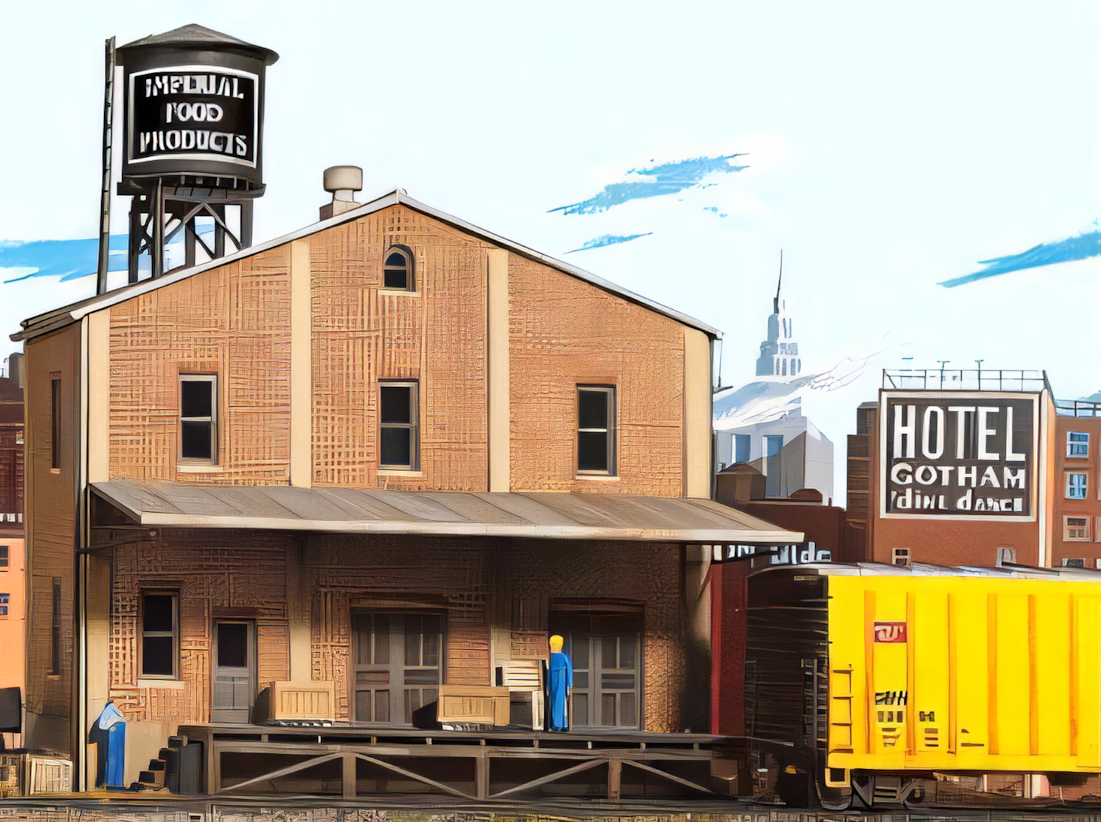 HO Scale Building Background Flat / Front 2D "Food Factory 02-4" Model ...