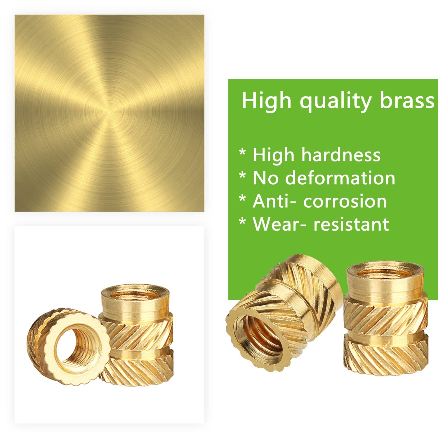 M3 Threaded Insert 100PCS Thread Knurled Brass Threaded Heat Set M3 ...