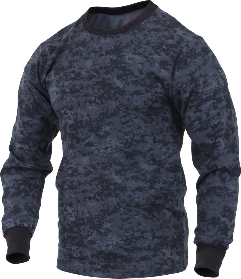 Camo Long Sleeve T-Shirt Tactical Military Crew Tee Undershirt Army ...