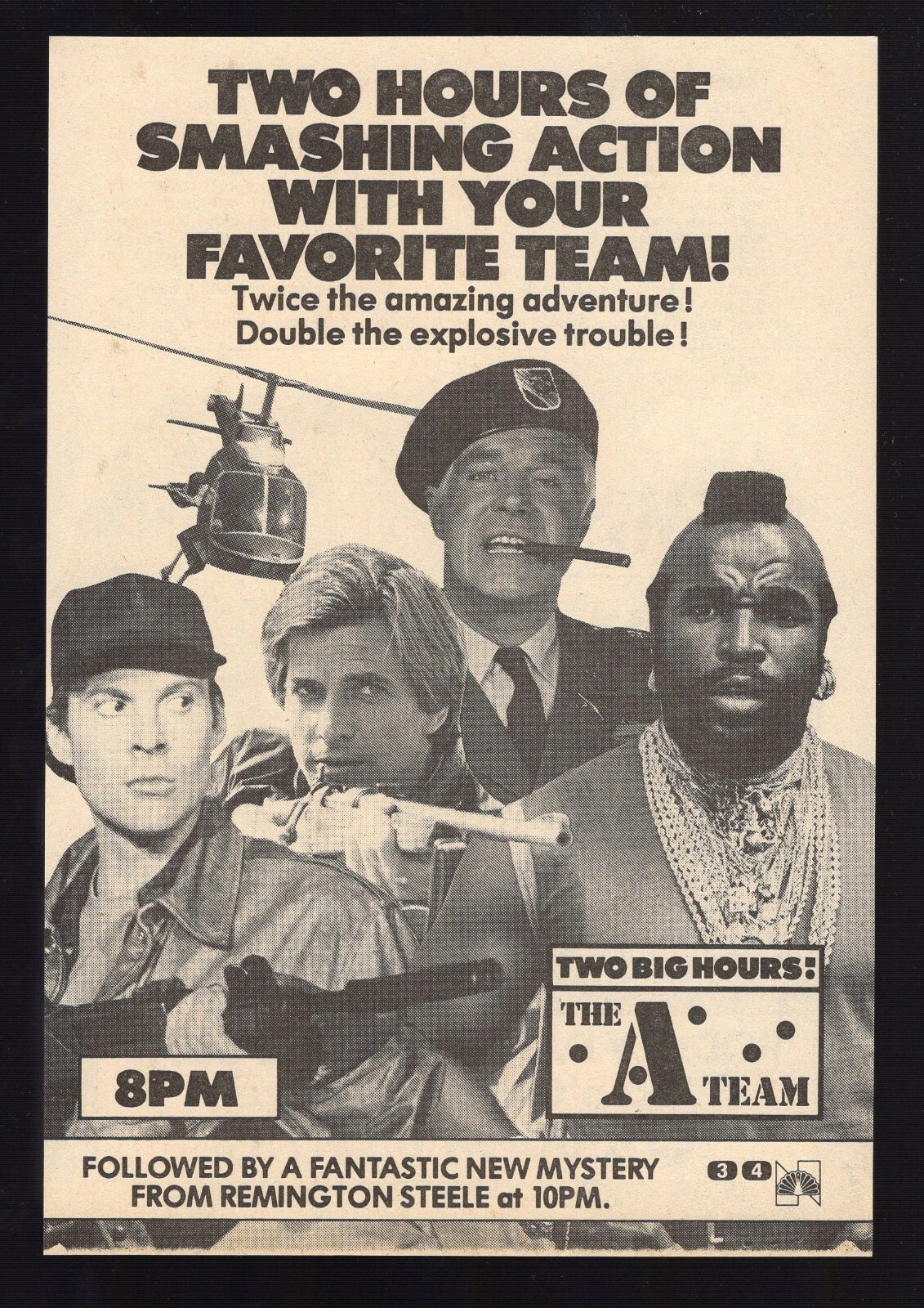 1983 NBC TV AD~THE A TEAM 2 BIG HOURS Double The Explosive Trouble MR T ...