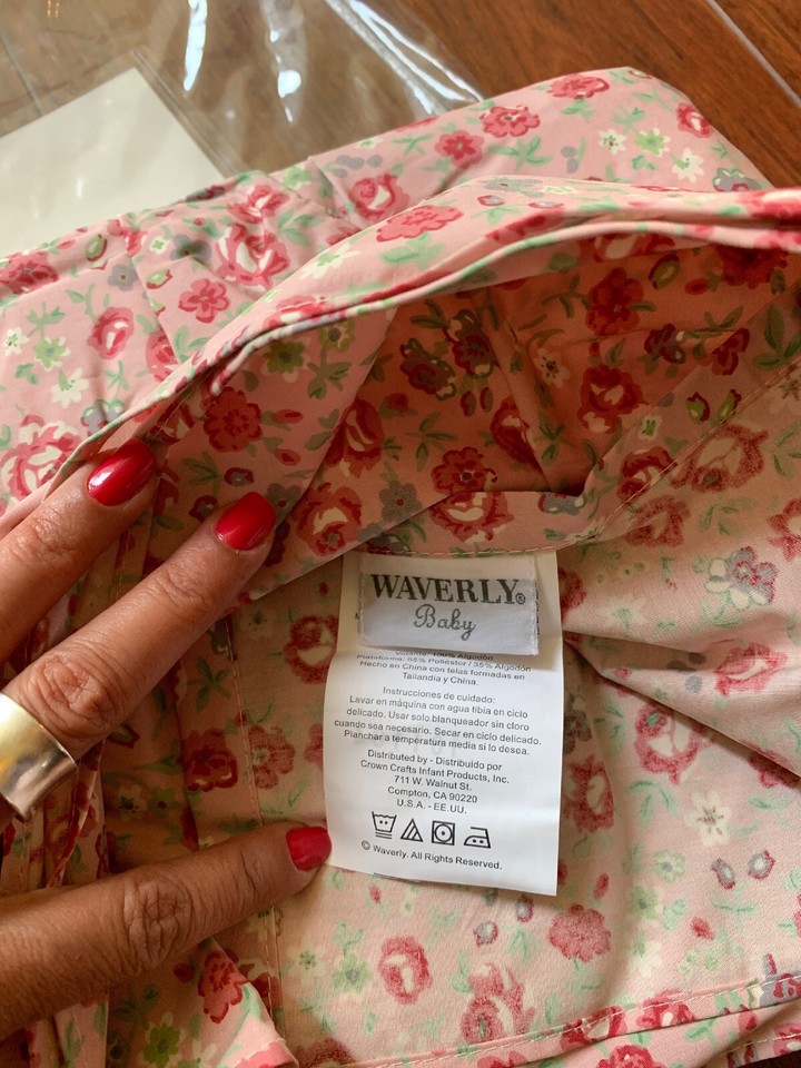 Waverly Baby Nursey Crib Skirt Dust Ruffle Mauve/Pink / Mint Green ...