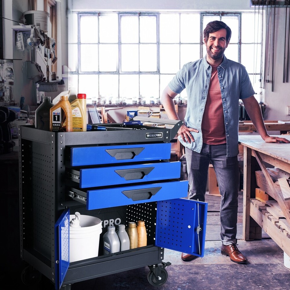 WORKPRO 27.5" 3-Drawer Rolling Tool Chest Tool Box Tool Storage Cabinet ...