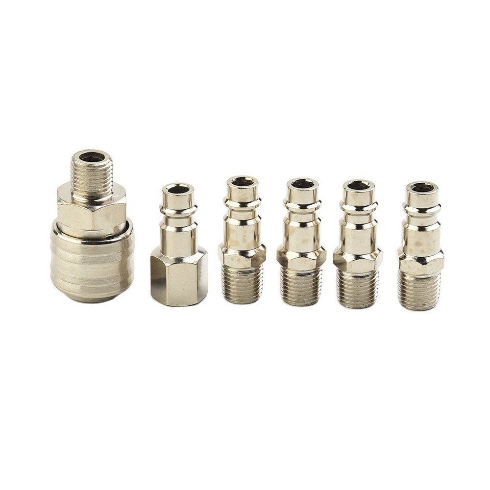 6x 1/4" Hardened Steel Air Line Hose Compressor Adapters Fittings ...