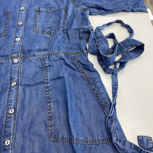 Spense Womans Size 8 Blue Denim Jean Pocket Long Sleeve Button Up Dress ...