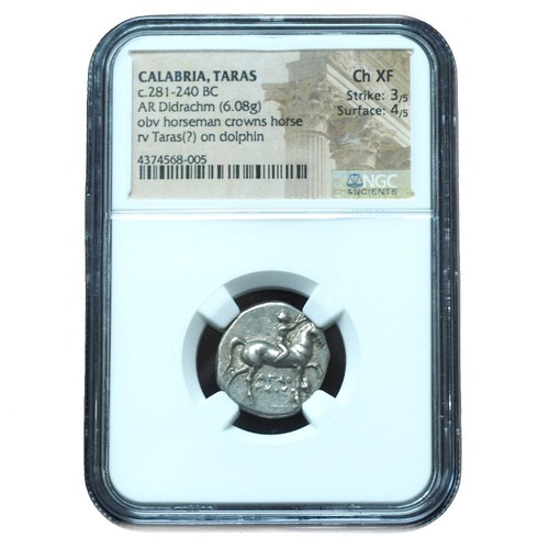 281-240 BC Calabria Tarentum Didrachm NGC Choice XF | eBay