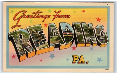 1944 Reading, PA Postcard- LARGE LETTER GREETINGS FROM READING | eBay