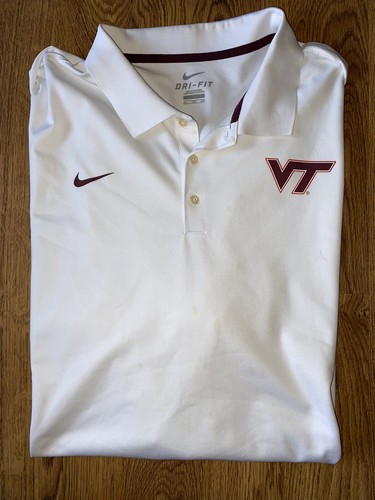 Nike Dri Fit Virginia Tech Hokies Mens White Polo Shirt 4XL (Read ...