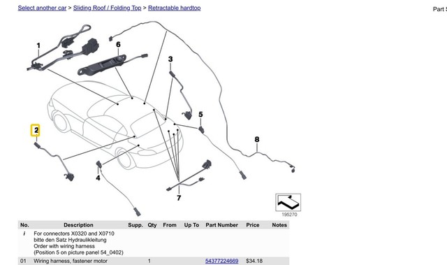 OEM BMW Z4 Roadster E89 Roof Shell Left Microswitch 54377227397 Genuine ...