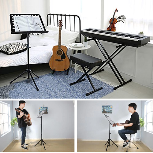 Height Adjustable Music Stand Orchestra Choir Book Holder Tripod Mic ...