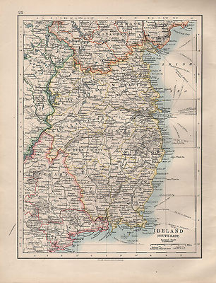1914 MAP ~ IRELAND SOUTH-EAST ~ WEXFORD WICKLOW MEATH DUBLIN BAY KINGS ...