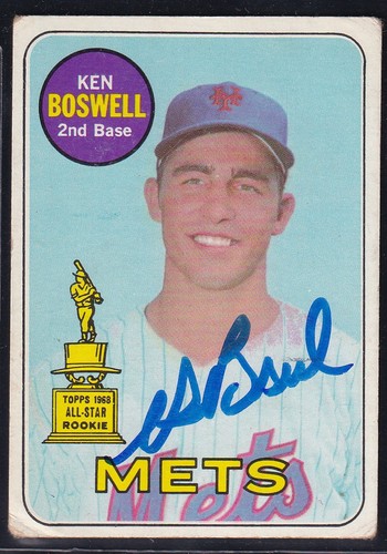 Ken Boswell 1969 NY Mets World Series Champ 1969 Topps SIGNED CARD ...