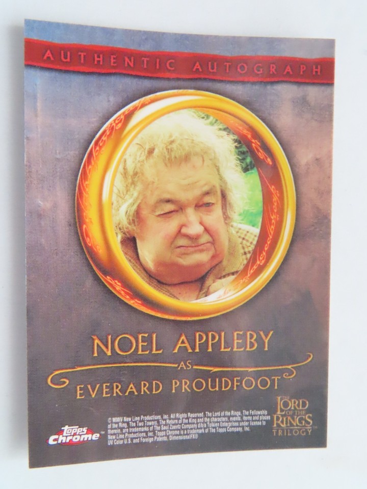 Authentic Signed Autographed Lord of the Rings Card Noel Appleby COA | eBay