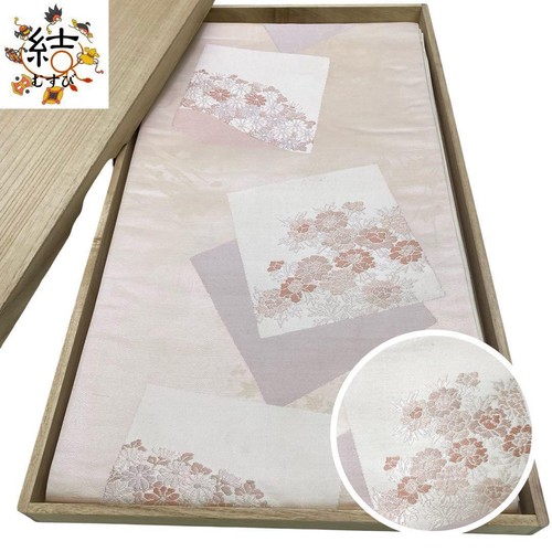 Mo-3367 Obi With A Flower Pattern On Colored Paper, Light Cherry ...