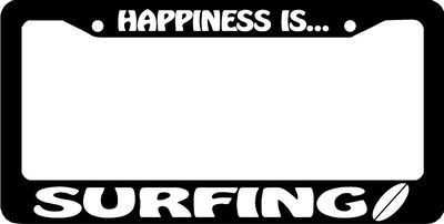 HAPPINESS IS SURFING surf board License Plate Frame | eBay