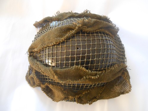 khaki green cotton Helmet net British Army 2ww one piece scrim fits all ...