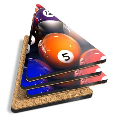 4x Triangle Coasters - Glossy Pool Balls Snooker Pub #13156 | eBay UK