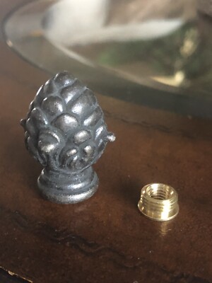 LAMP SHADE FINIAL**Metal**Antique Brass “Pineapple” With Adapter ...