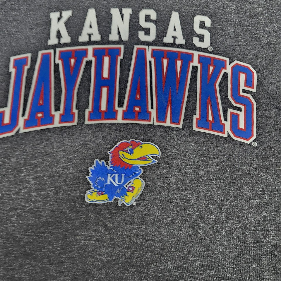 Kansas Jayhawks Shirt Mens XL Gray NCAA Basketball Fanatics Graphic Tee ...