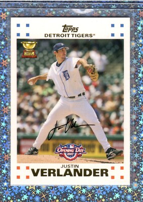 2007 Topps Opening Day JUSTIN VERLANDER Rookie RC Card #187 Detroit ...