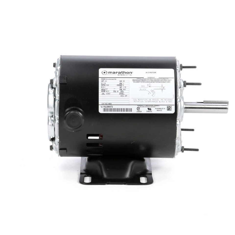 Marathon H905 Electric Motor 1/2 HP 1725 Rpm 1PH 115 Volt 56Z Frame ...