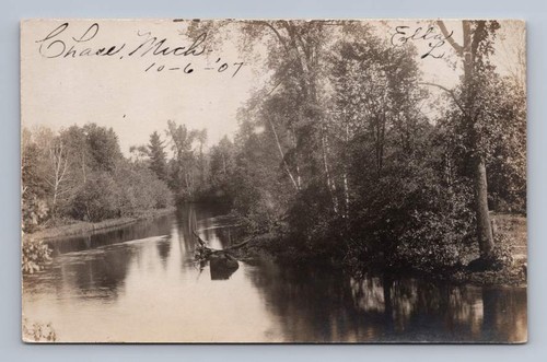 Creek Scene CHASE Michigan RPPC Antique Lake County Real Photo Postcard ...