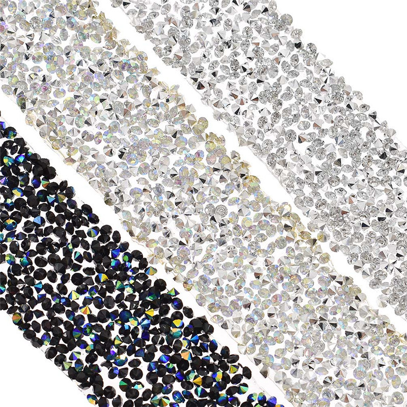 Rhinestone Chain Beaded Iron On Applique Trim Wedding Bridal Dress ...