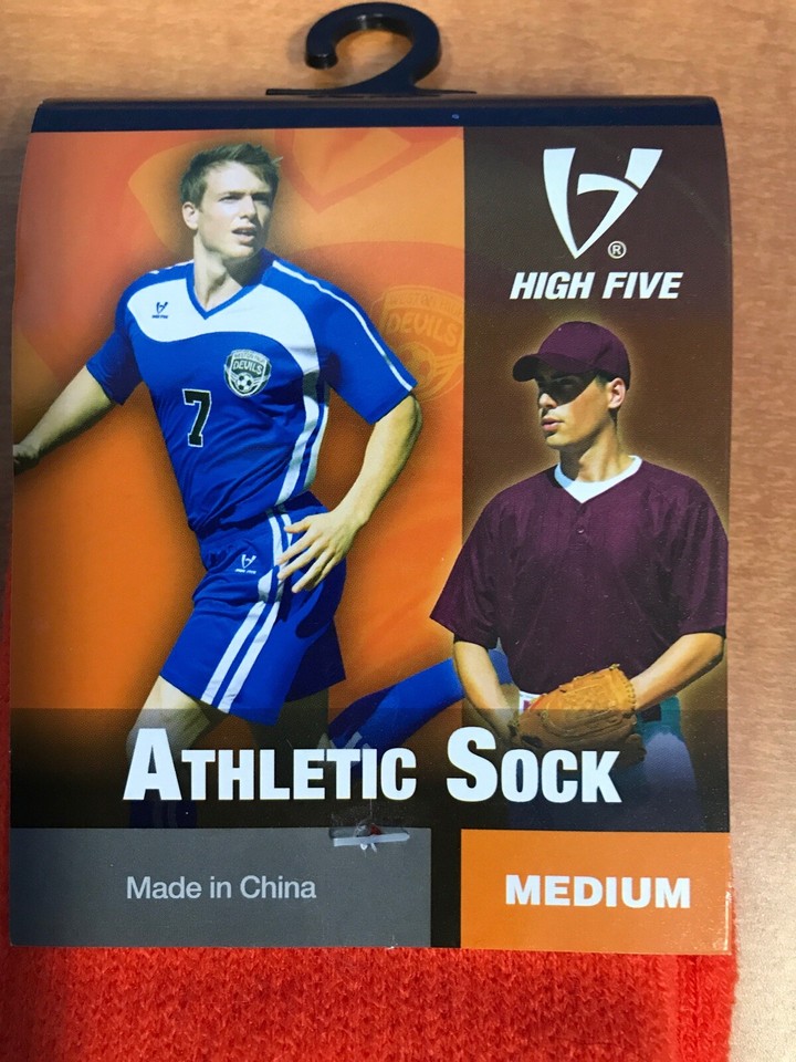 NEW High Five Athletic Tube Socks Color Orange Size M Medium (24") NWOT ...