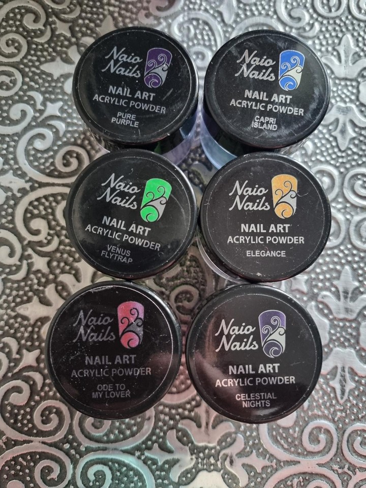 Naio Nails Coloured Acrylic Nail Art Powders Blue Green Pink Purple 12g ...