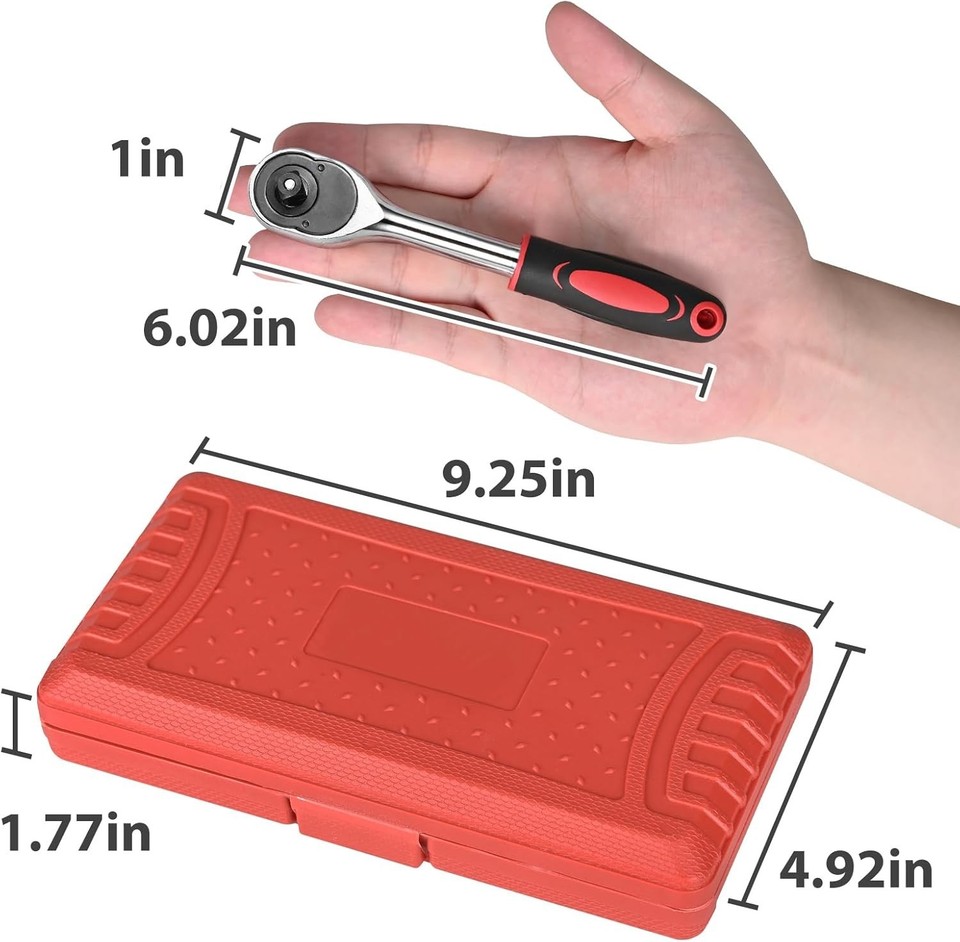 46 Pieces 1/4 inch Drive Socket Ratchet Wrench Set, with Bit Socket Set ...