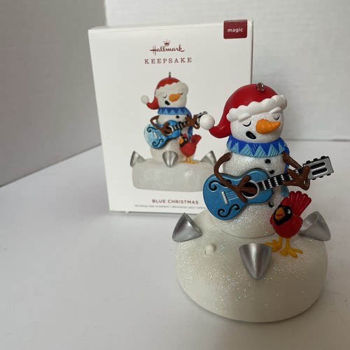 2019 Hallmark Keepsake Blue Christmas Elvis Snowman Magic Light & Sound ...