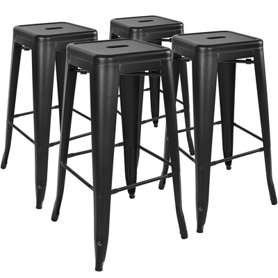 Elevon 30 Inches Metal Bar Stools, High Backless Stools, Indoor Outdoor ...