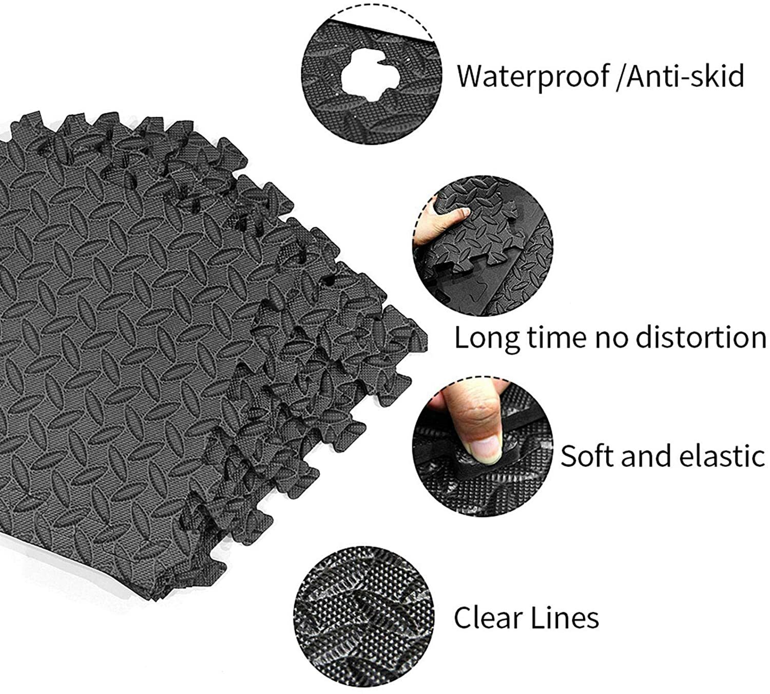 Large Black Caravan Awning Floor Mat Foam Garden Mats Camping 10mm ...